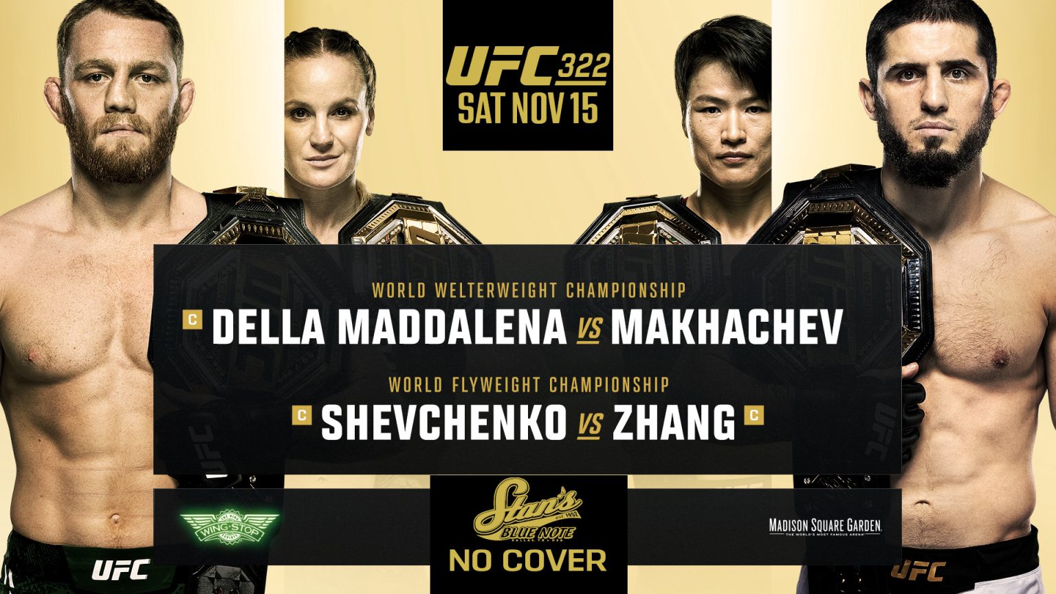 UFC 322 Fight Night: Della Maddalena vs. Makhachev | Saturday, November ...