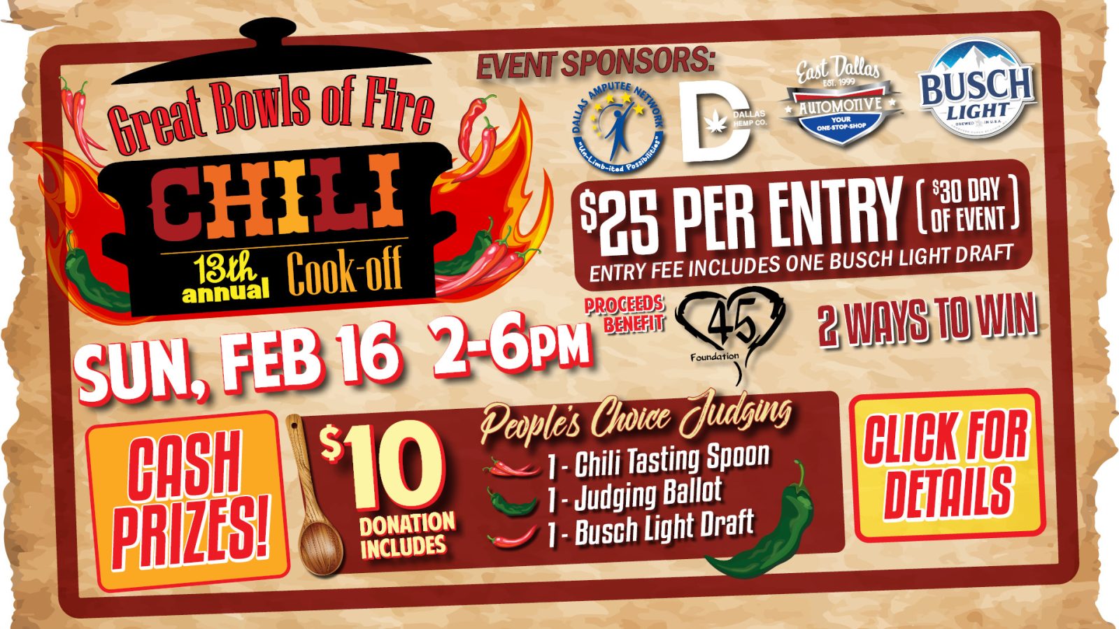 14th Annual Chili Cook Off | Sunday, February 1 – Best Sports Bar ...